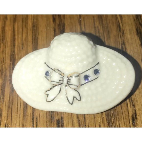 Lenox | Jewelry | Vintage Lenox Brooch Porcelain Straw Hat With ...